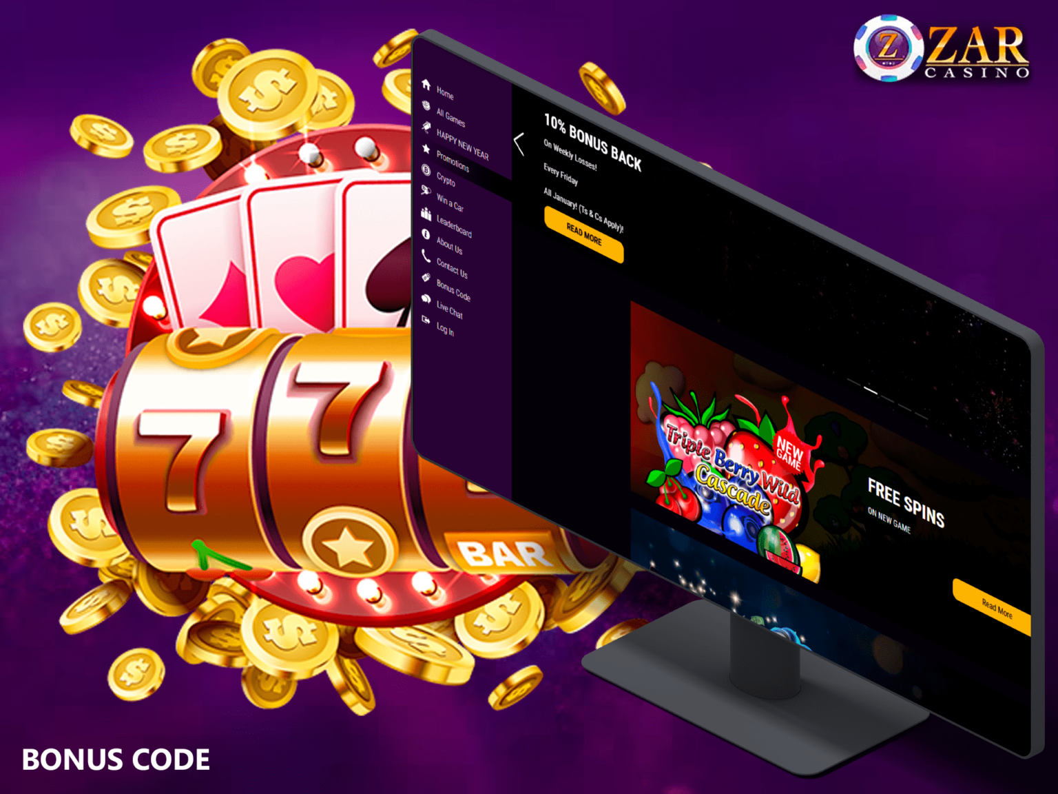 ZAR Casino Bonus Code | Sign Up and Get Free spins, Hidden Coupons